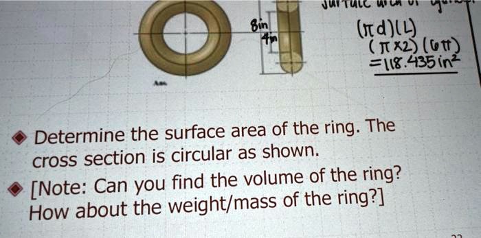 dl tx2 118435n determine the surface area of the ringthe cross section ...