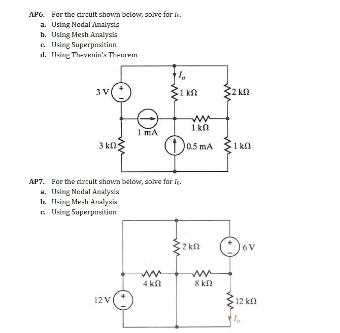 SOLVED: AP6. For the circuit shown below, solve for Jo. a. Using Nodal Analysis b. Using Mesh ...