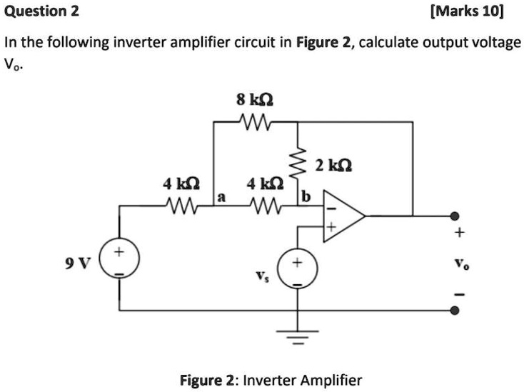Question 2 [Marks 10] In the following inverter amplifier circuit in Figure 2, calculate the ...