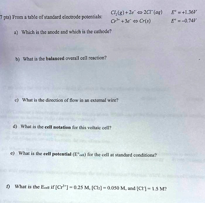 SOLVED: Cl,(g) + 2e"