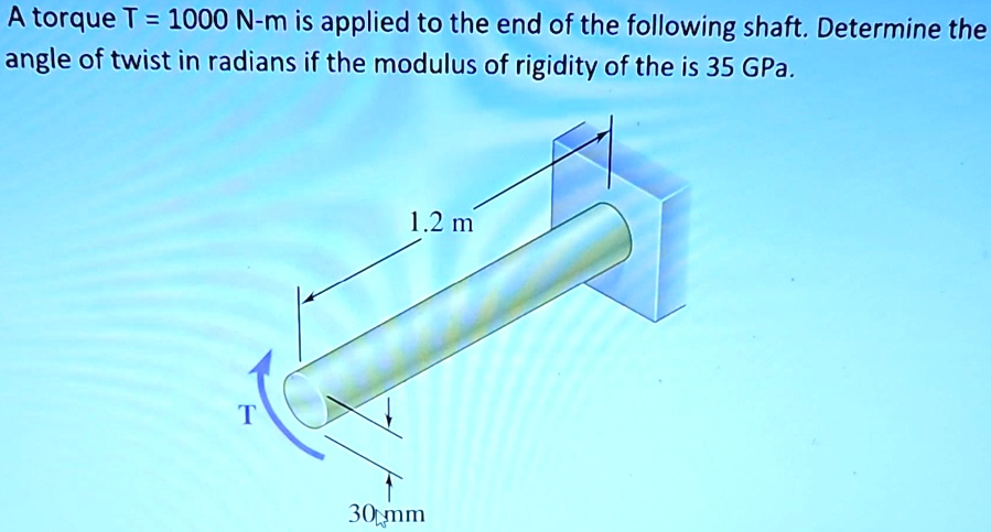 SOLVED: A torque T=1000 N-m is applied to the end of the following ...