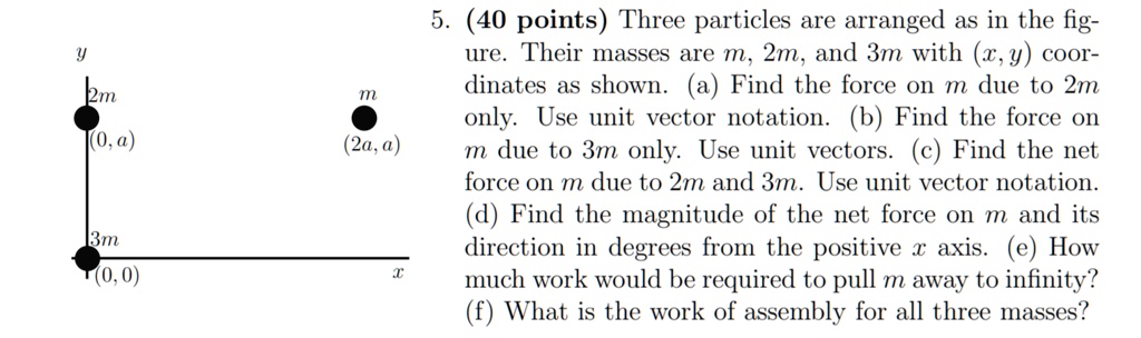 SOLVED: 5. (40 points) Three particles are arranged as in the fig UTC ...