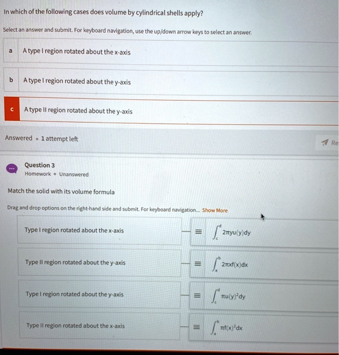 SOLVED:In which of the following cases does volume by cylindrical ...