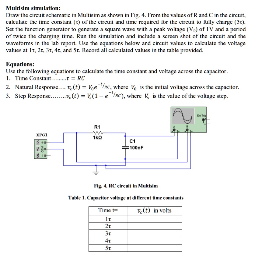 Solved Can You Fill Out This Table For Charging And Discharging Multisim Simulation Draw The 