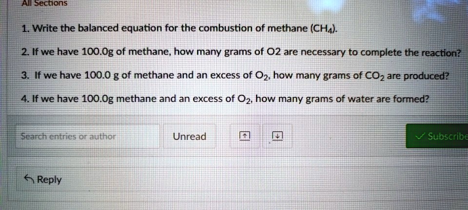 SOLVED: All Sections 1. Write the balanced equation for the combustion ...