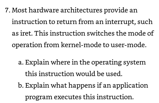 SOLVED: Most hardware architectures provide an instruction to return ...