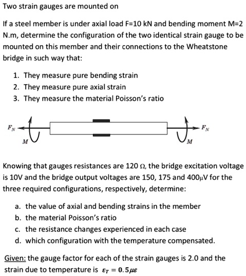 SOLVED: Two strain gauges are mounted on a steel member. If the steel member is under axial load ...