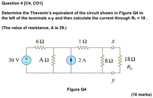 SOLVED: Determine the Thevenin's equivalent of the circuit shown in Figure Q4 to the left of the ...