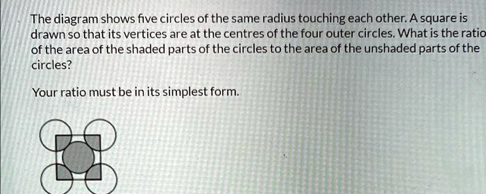 the diagram shows five circles of the same radius touching each other a ...