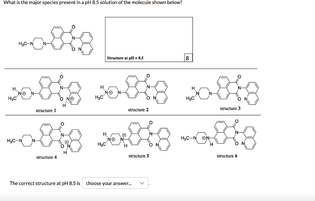 SOLVED:What is the major species present in a pH} 8.5 solution of the ...