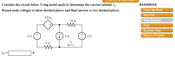 SOLVED: Consider the circuit below. Using nodal analysis determine the current labeled i Round ...