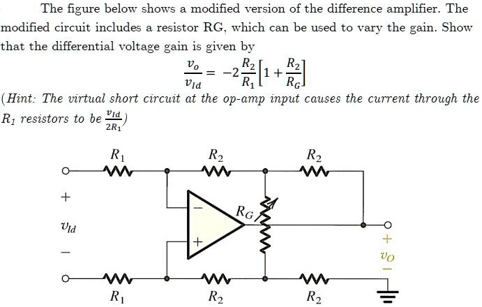 The figure below shows a modified version of the difference amplifier ...