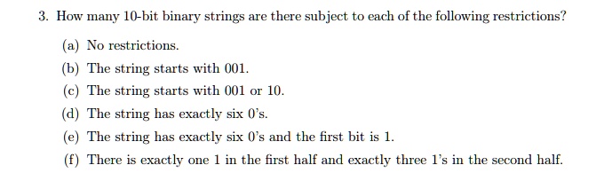 3. How many 10-bit binary strings are there subject to each of the ...