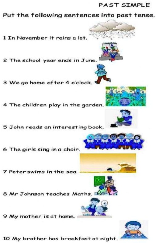 past simple past simple put the following sentences into past tense 95312