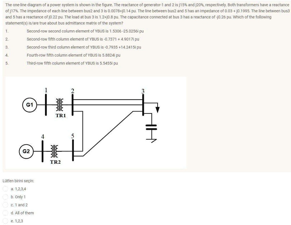 The one-line diagram of a power system is shown in the figure. The reactance of generator-1 and ...