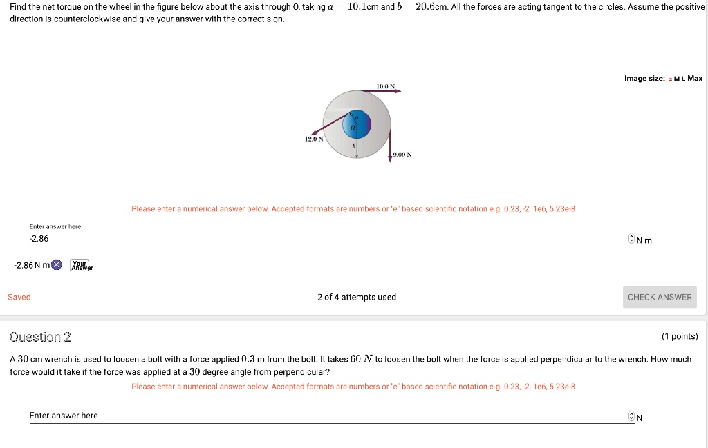 SOLVED: Find the net torque on the wheel in the figure below about the ...