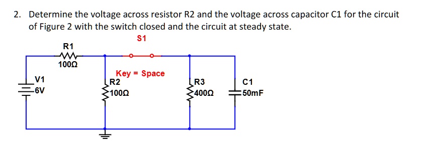 SOLVED: Determine the voltage across resistor R2 and the voltage across capacitor C1 for the ...