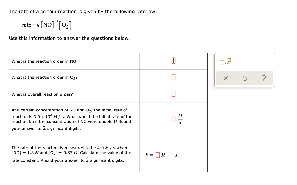the rate of a certain reaction is given by the following rate law rate ...