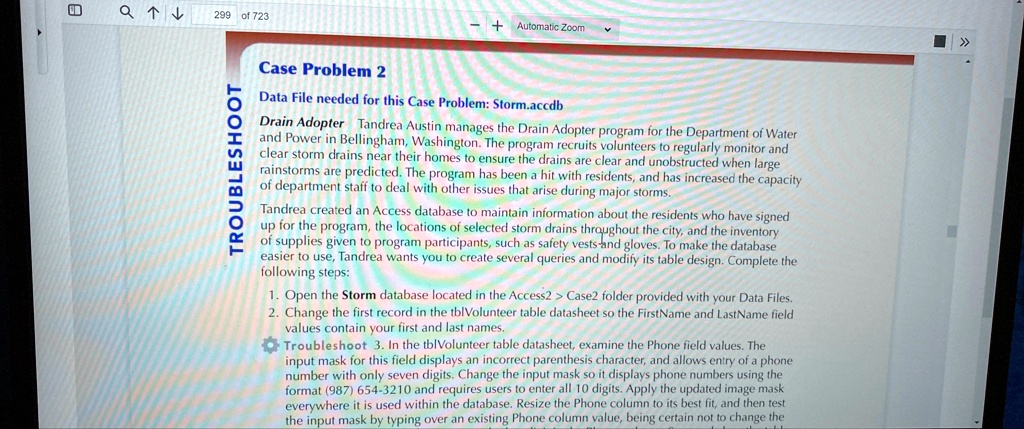 Case Problem 2 Data File needed for this Case Problem: Storm.accdb Drain Adopter Tandrea Austin ...