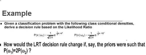 Example ? Given a classification problem with the following class ...