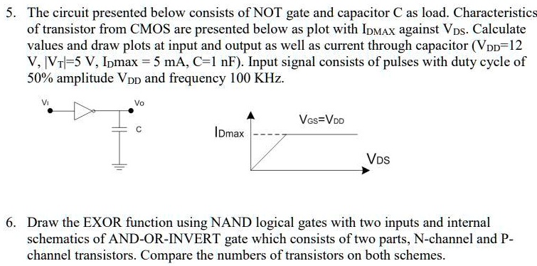 5. The circuit presented below consists of NOT gate and capacitor C as load. Characteristics of ...