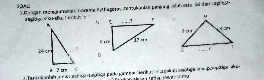 Solved Dengan Menggunakan Teorema Pythagoras Tentukanlah Panjang Salah