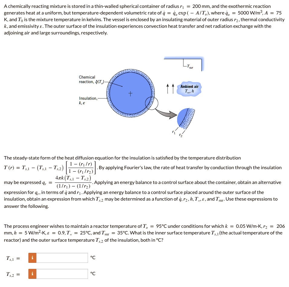 SOLVED: A chemically reacting mixture is stored in a thin-walled ...