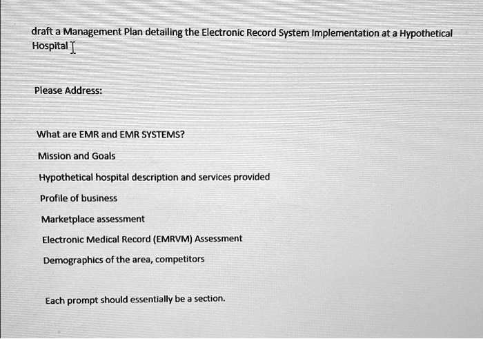 SOLVED: draft a Management Plan detailing the Electronic Record System ...