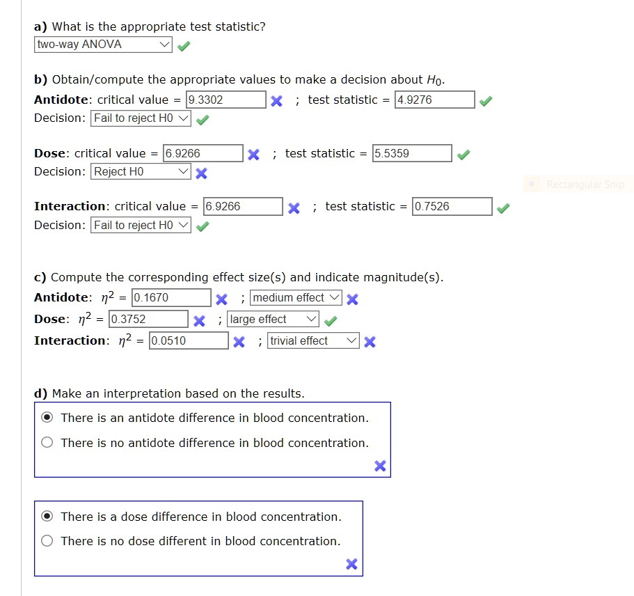 SOLVED: a) What is the appropriate test statistic? Two-way ANOVA. b ...