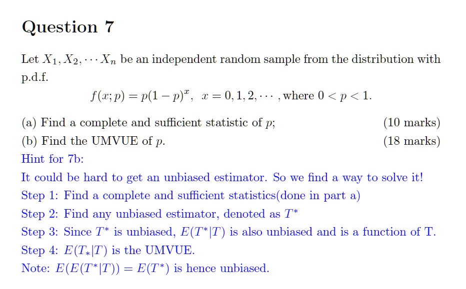 SOLVED: Let X1, X2, ..., Xn be an independent random sample from the ...