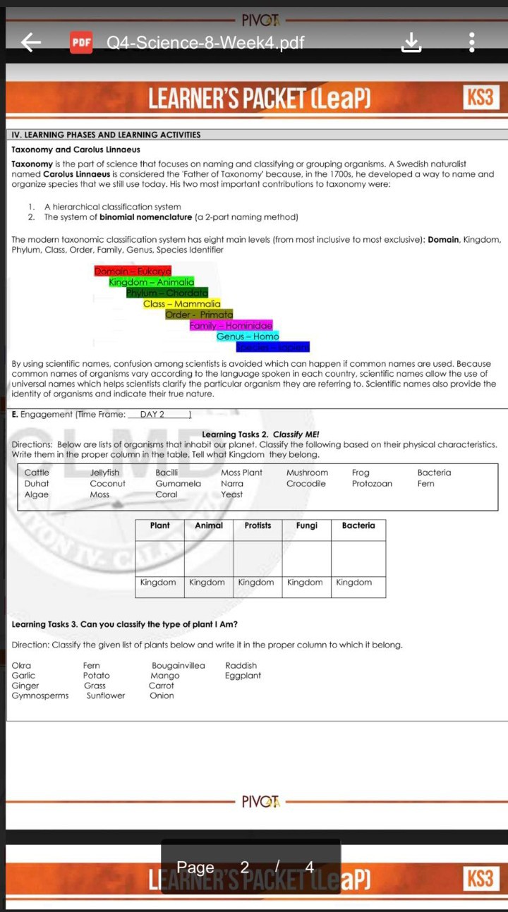 SOLVED: PIVOT PoF Q4-Science-8-Week4.pdf LEARNER'S PACKET [LEaP] KS3 IV. LEARNING PHASES AND ...