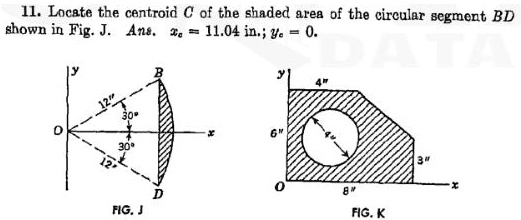 11. Locate the centroid C of the shaded area of the circular segment BD ...