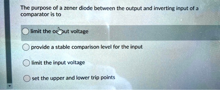 The purpose of a zener diode between the output and inverting input of ...