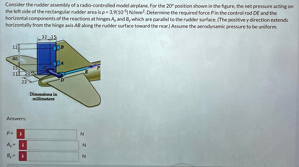 consider the rudder assembly of a radio controlled model airplane for the 20 position shown in ...