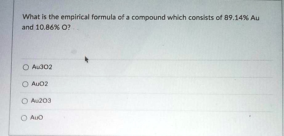 SOLVED: What is the empirical formula of a compound which consists of ...