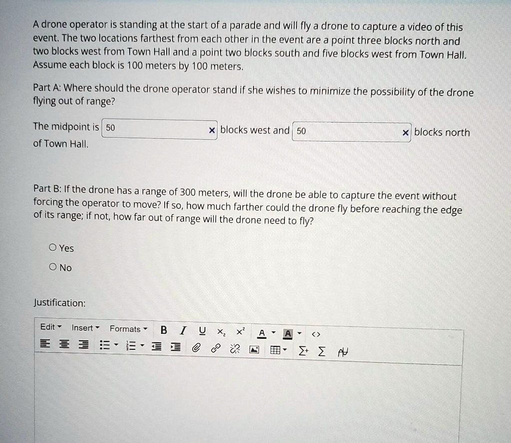 A drone operator is standing at the start of a parade and will fly a ...