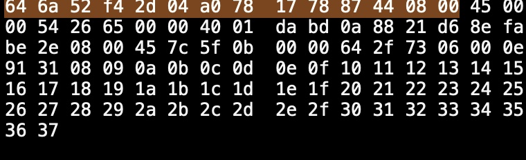 64 6a 52 f4 2d 04 a0 78 17 78 87 44 08 00 45 00 00 54 26 65 00 00 40 01 ...