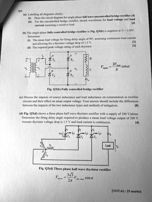 SOLVED: Q3. a) Labelling all diagrams clearly: Draw the circuit diagram for single phase full ...