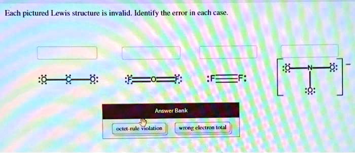 SOLVED: Each pictured Lewis structure is invalid. Identify the error in each case 0 0 #o :Fs ...