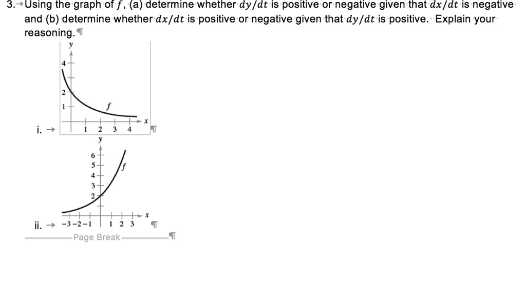 3. Using the graph of f, (a) determine whether dy/dt is positive or ...