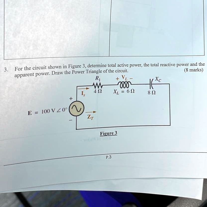 SOLVED: For the circuit shown in Figure 3, determine total active power ...