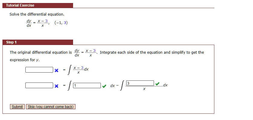 Solvedtutorial Exercise Solve The Differential Equation X X7 1 3 3487