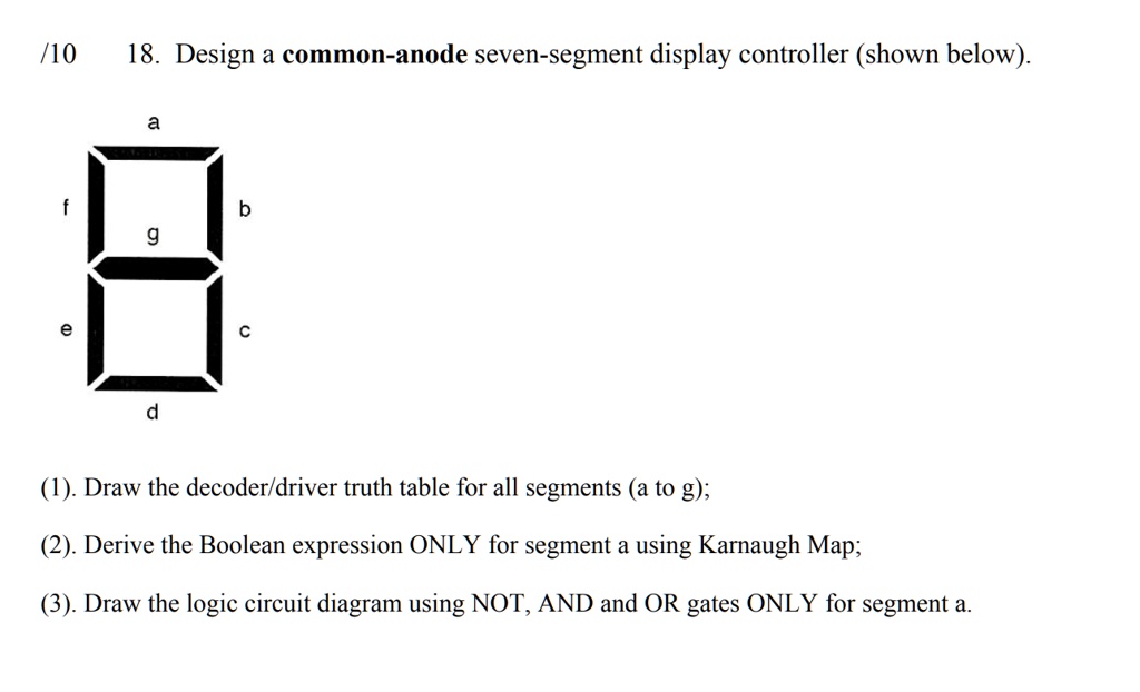 18. Design a common-anode seven-segment display controller (shown below ...