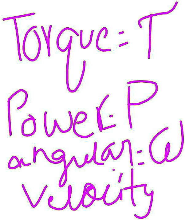 Torque = T Power = P angular = ? velocity