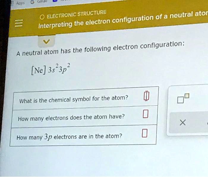 SOLVED: Electronic Structure of a Neutral Atom: Interpreting the ...