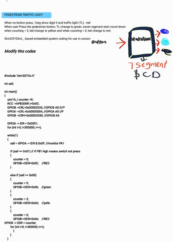 SOLVED: Texts: PEDESTRIAN TRAFFIC LIGHT When no button is pressed, 7 ...