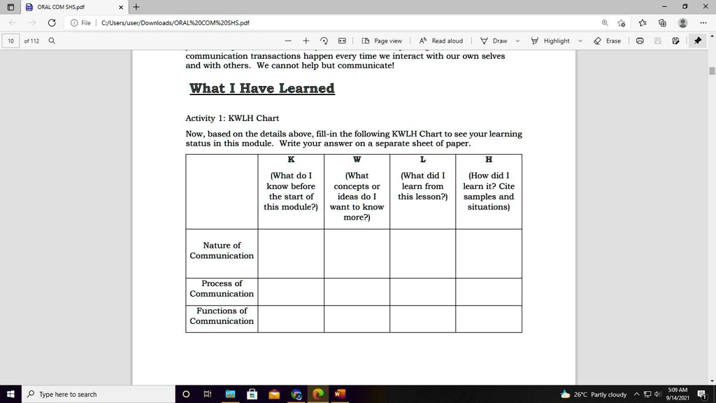 activity 1 kwlh chart now based on the details above fill in the ...