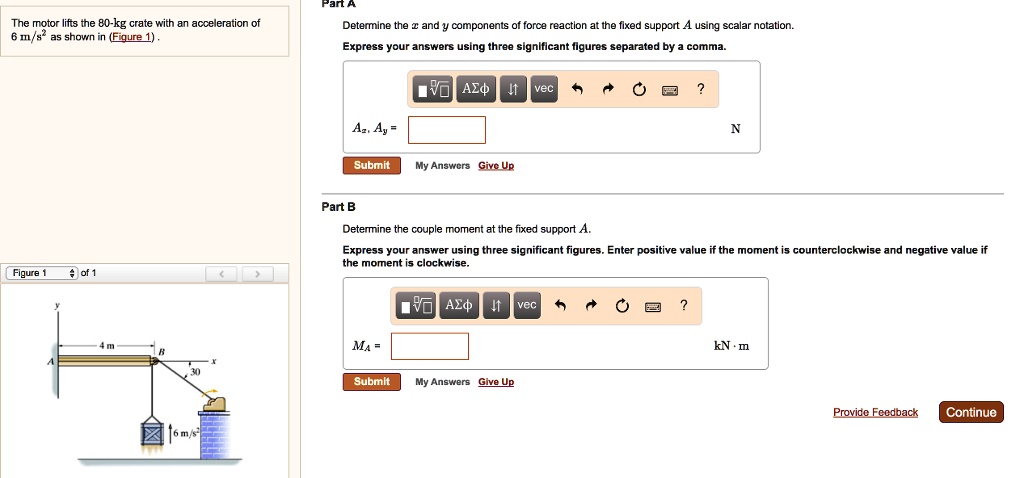 part a the motor lifts the 80 kg crate with an acceleration of 6 ms2 as ...