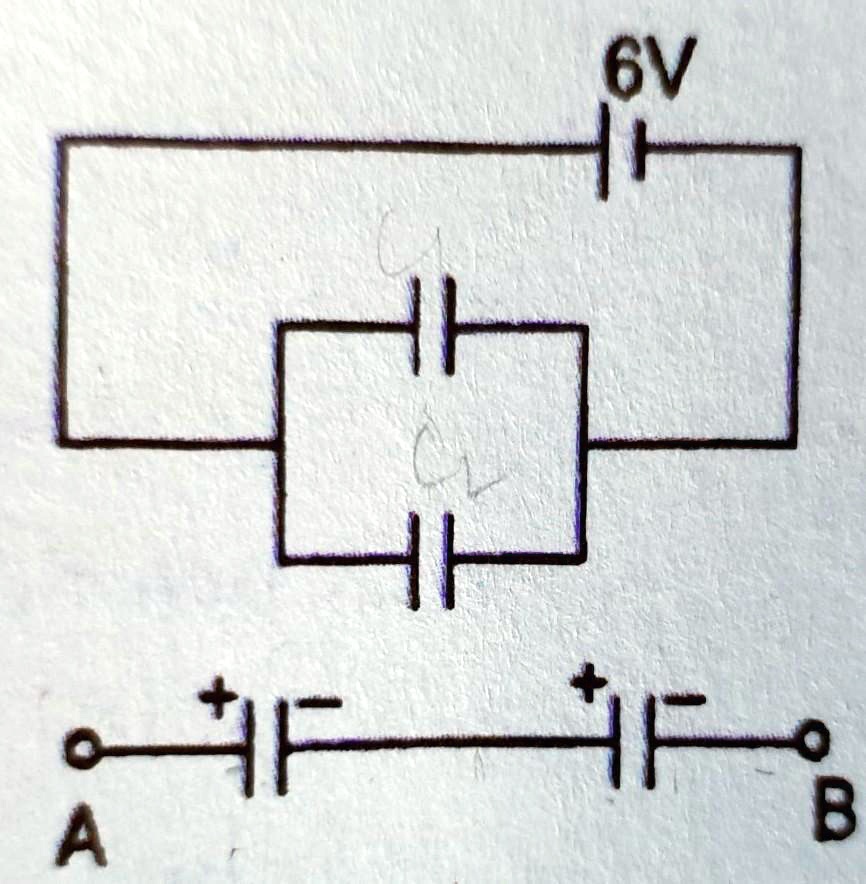 SOLVED: Two identical parallel plate capacitors are connected in parallel and joined to a 6V ...