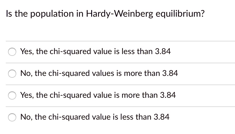 SOLVED: Is the population in Hardy-Weinberg equilibrium? Yes, the chi ...